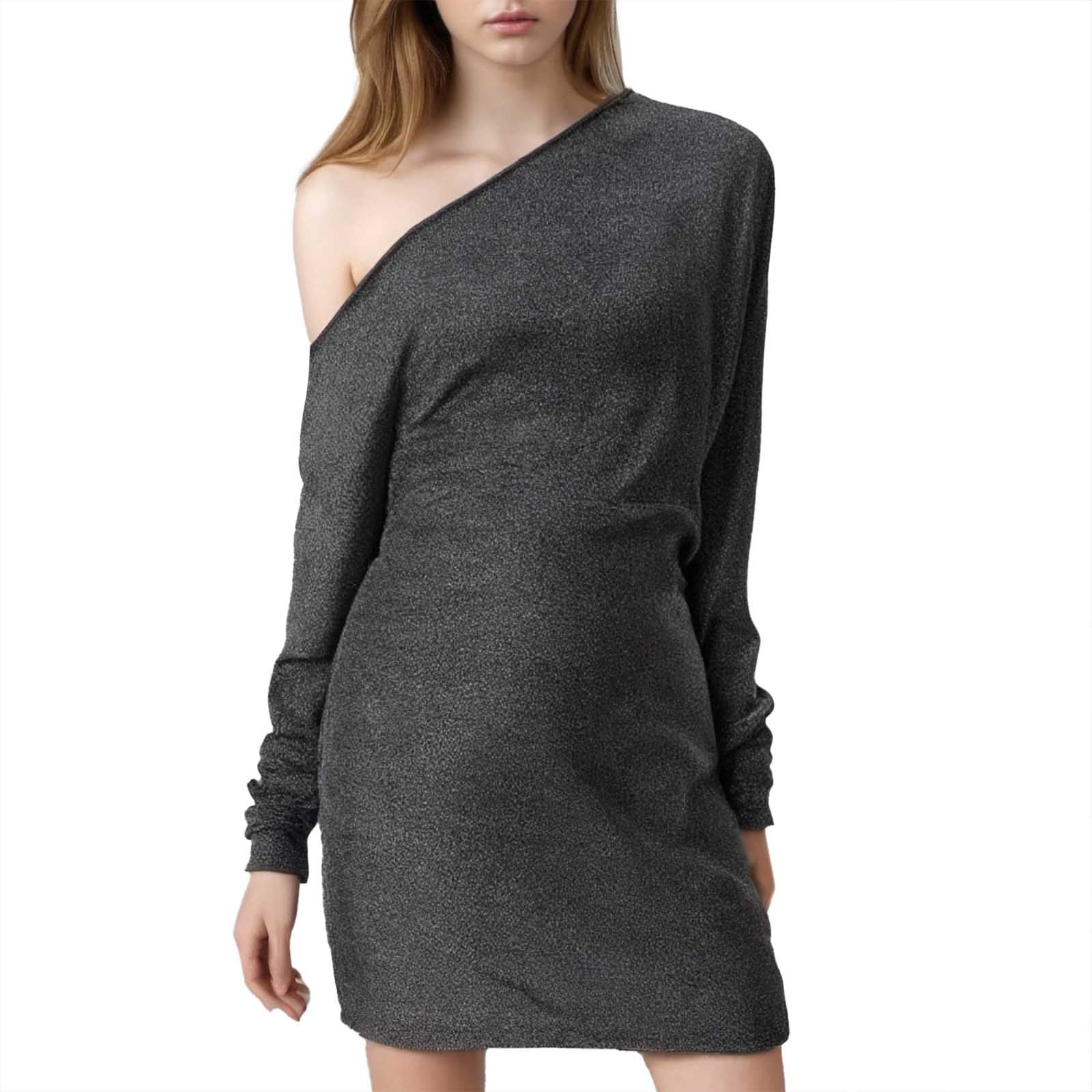 Casual Dresses For Womens Solid Color Sexy One Shoulder Prom Gowns ...