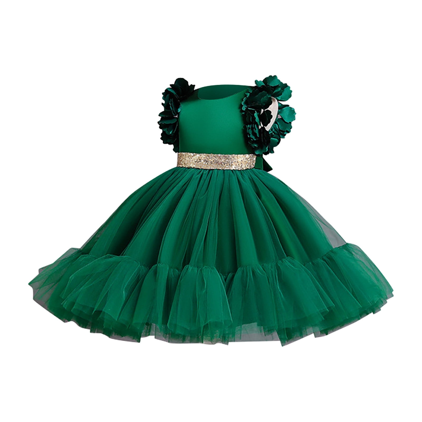 Casual Dresses for Girl Flower Ruffle Beads Wedding Pant Birthday Party ...
