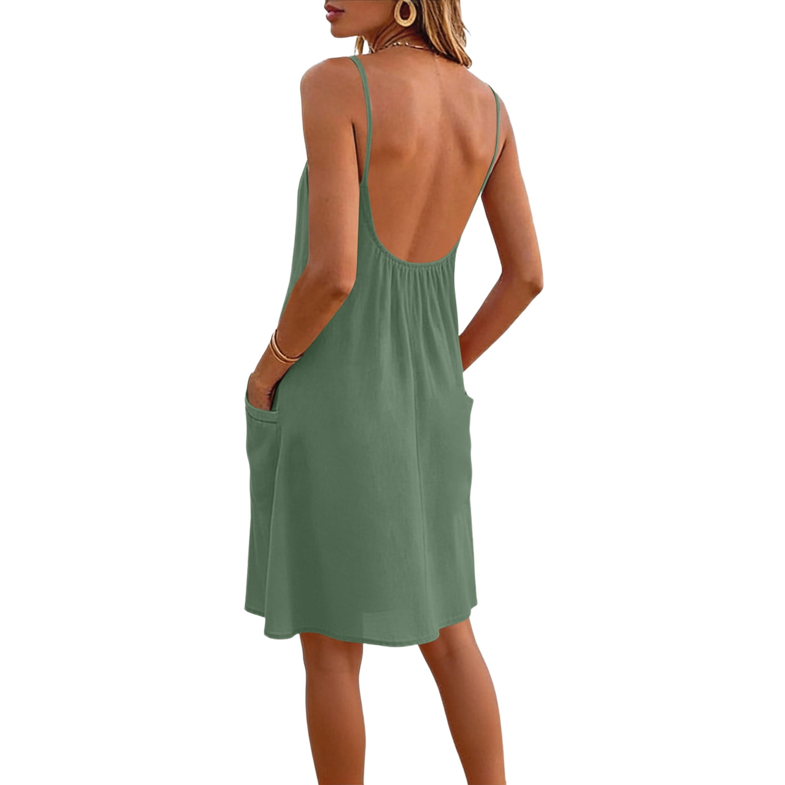 Casual Dresses for Women Cami Lounge Dress Backless Sleeveless House ...