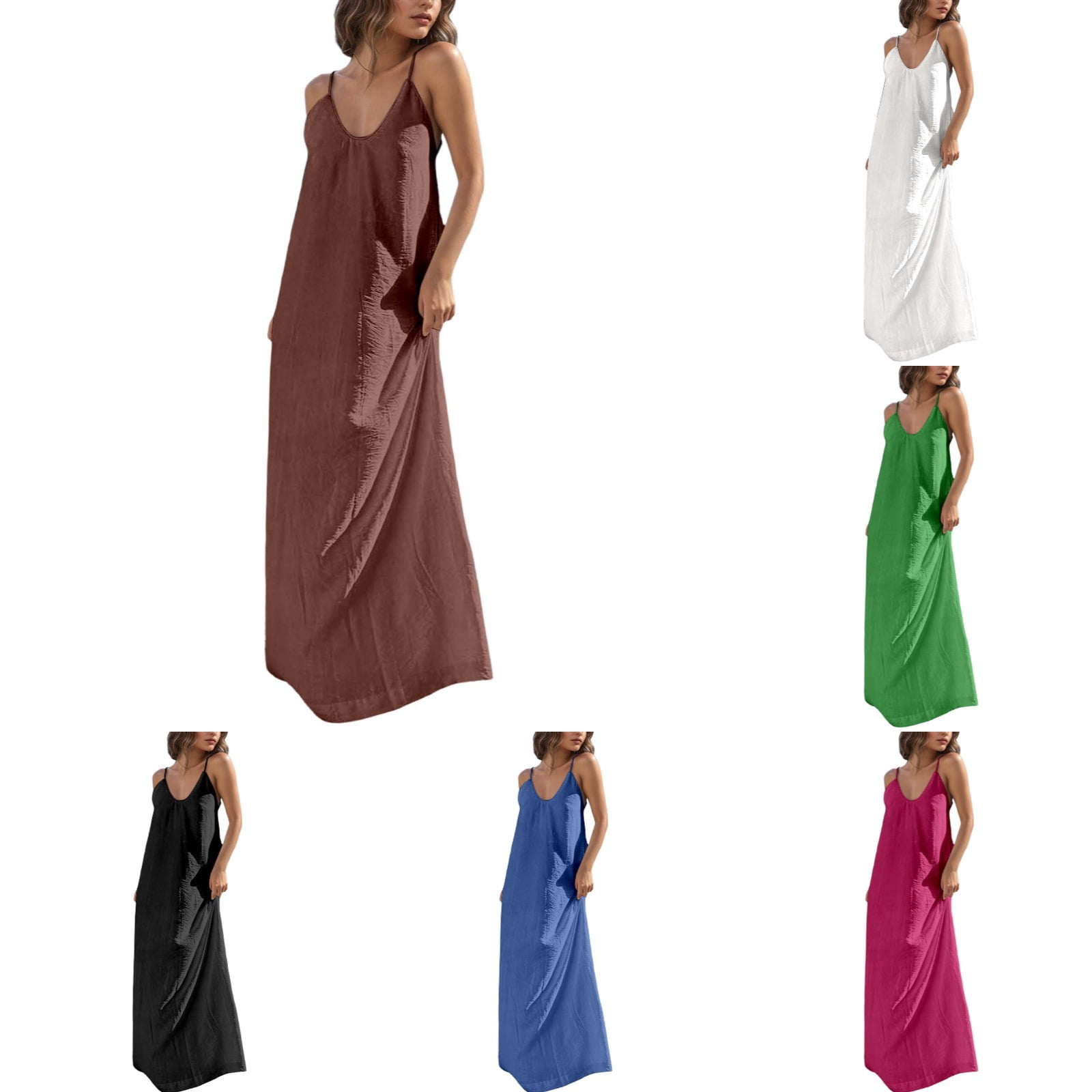 Casual Dresses for Women Open Back Beach Holiday Dresses Plus Spaghetti ...