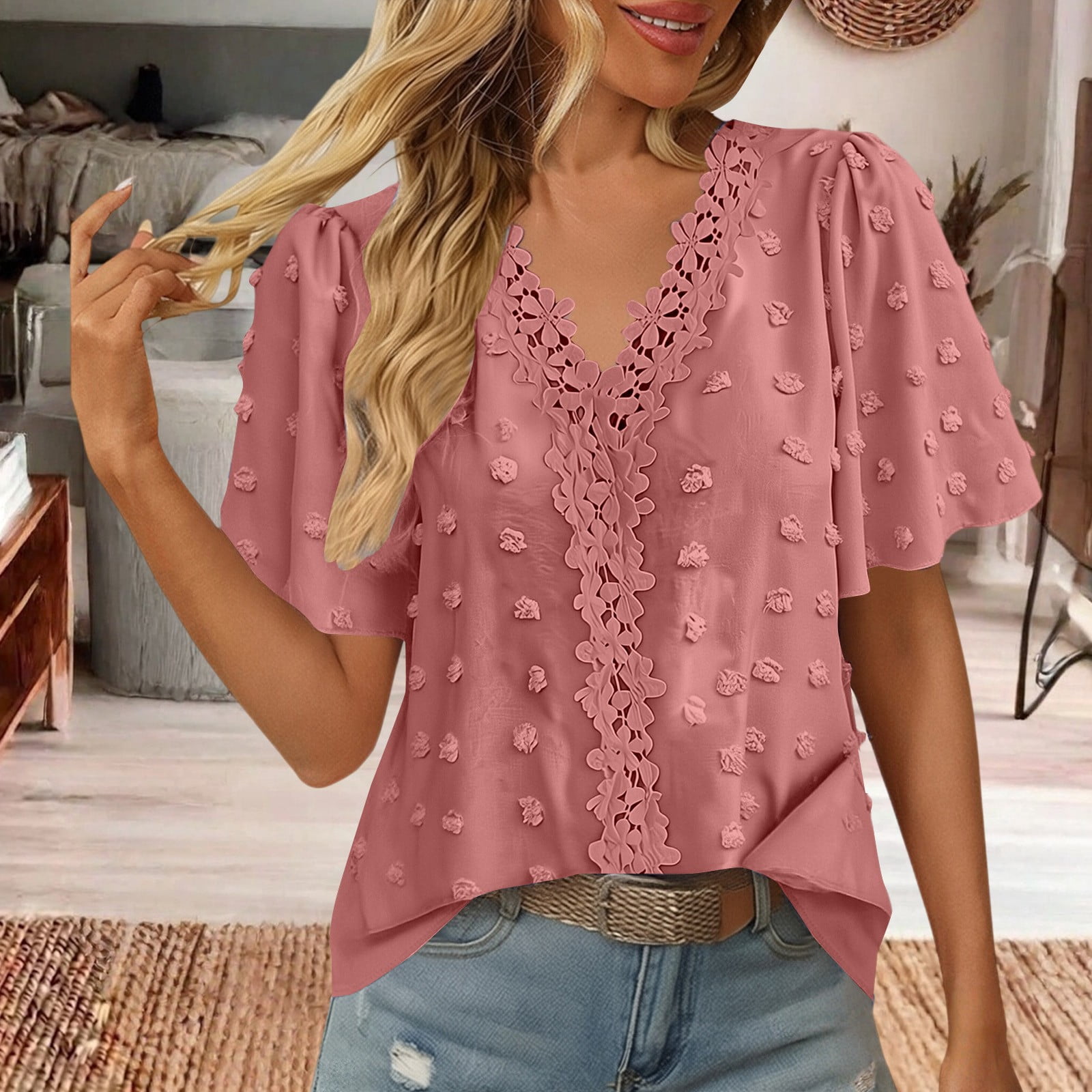 Casual Dressy Short Sleeve Tops for Women V Neck Summer Trendy 2026 ...