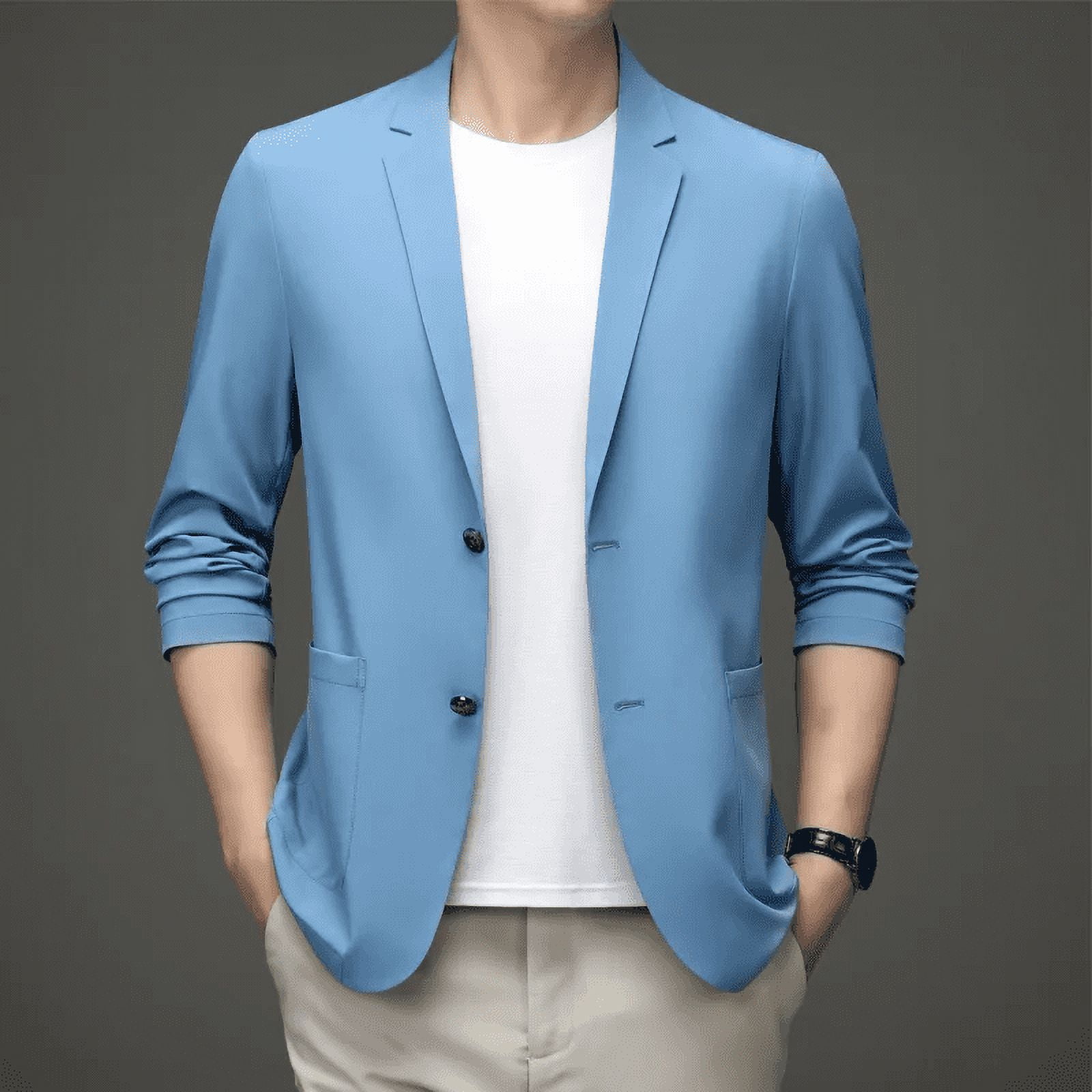 Casual Elegant Slim Fit Men's Suit Jacket New Summer Trendy Single Piece Youth Sun Protection ...
