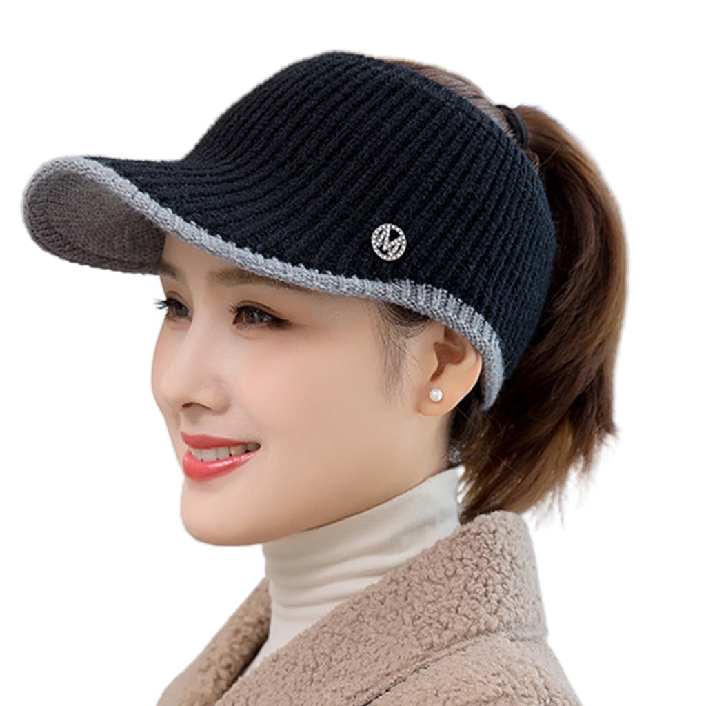 Casual Empty Top Knitted Baseball Cap Show Face Small Warm Knit Messy ...