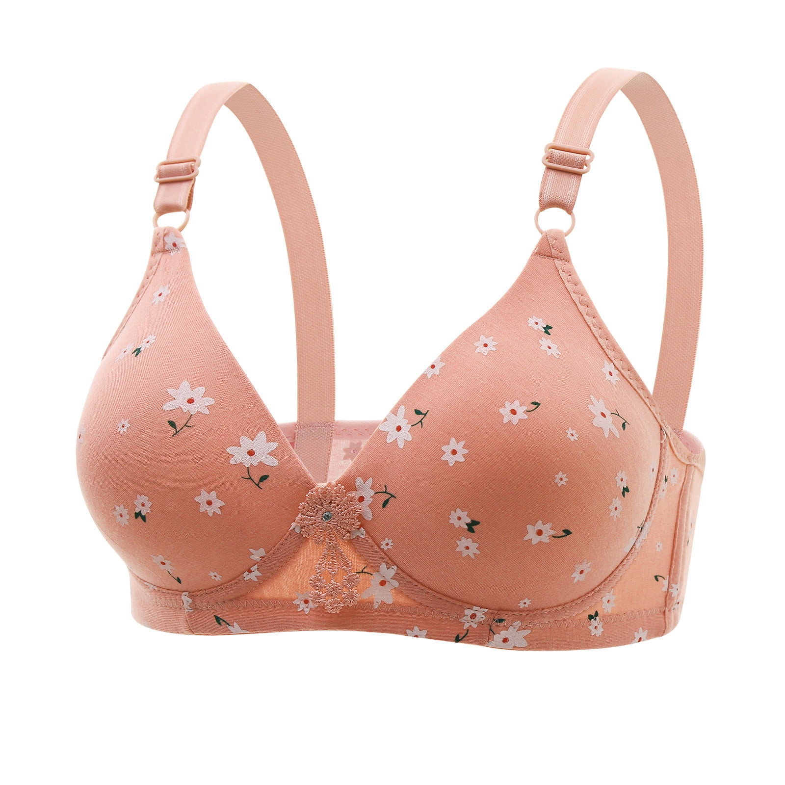 Casual Everyday Bras For Women Comfortable Push Up Bra Floral Print Bralette For Girls Soft