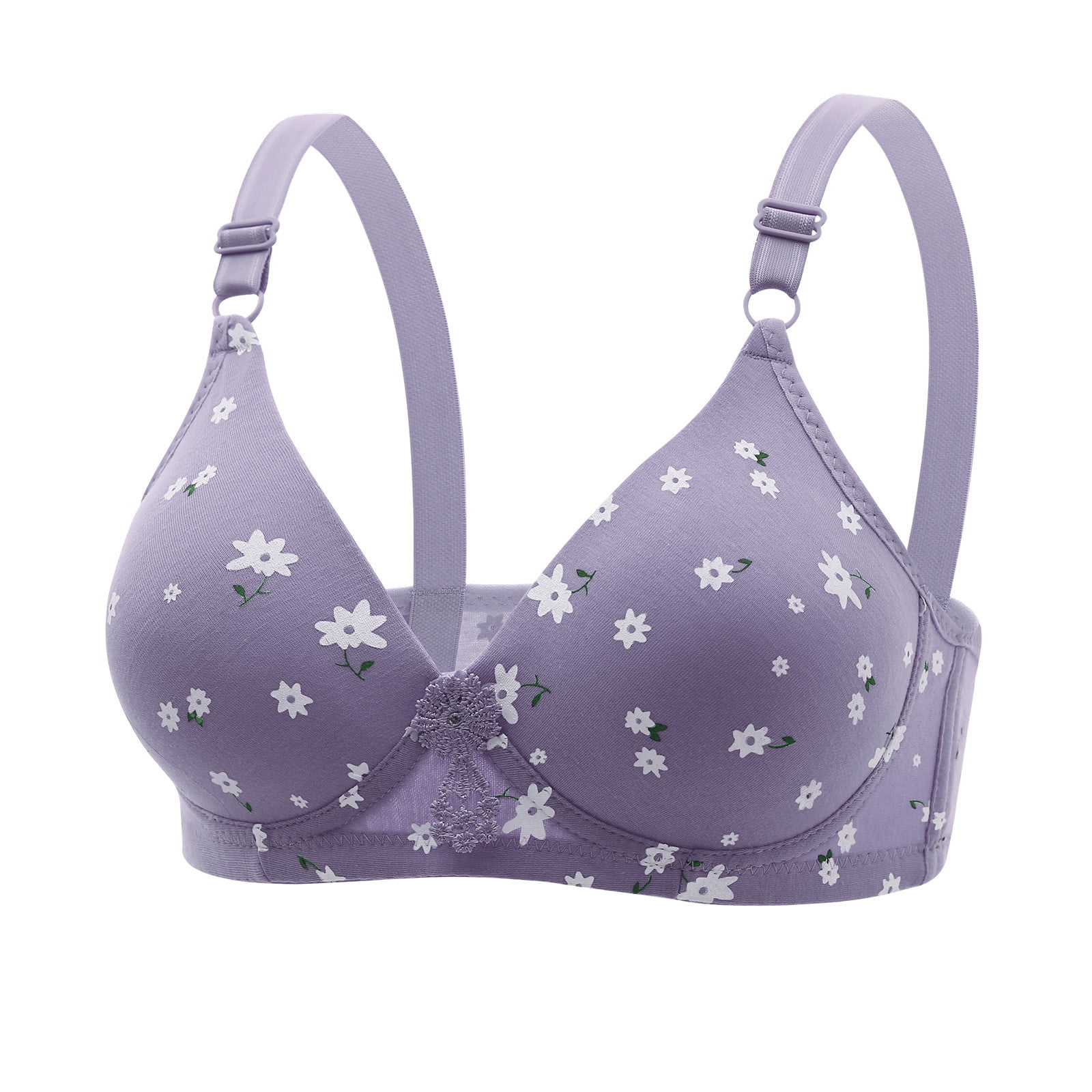 Casual Everyday Bras for Women Comfortable Push Up Bra Floral Print ...
