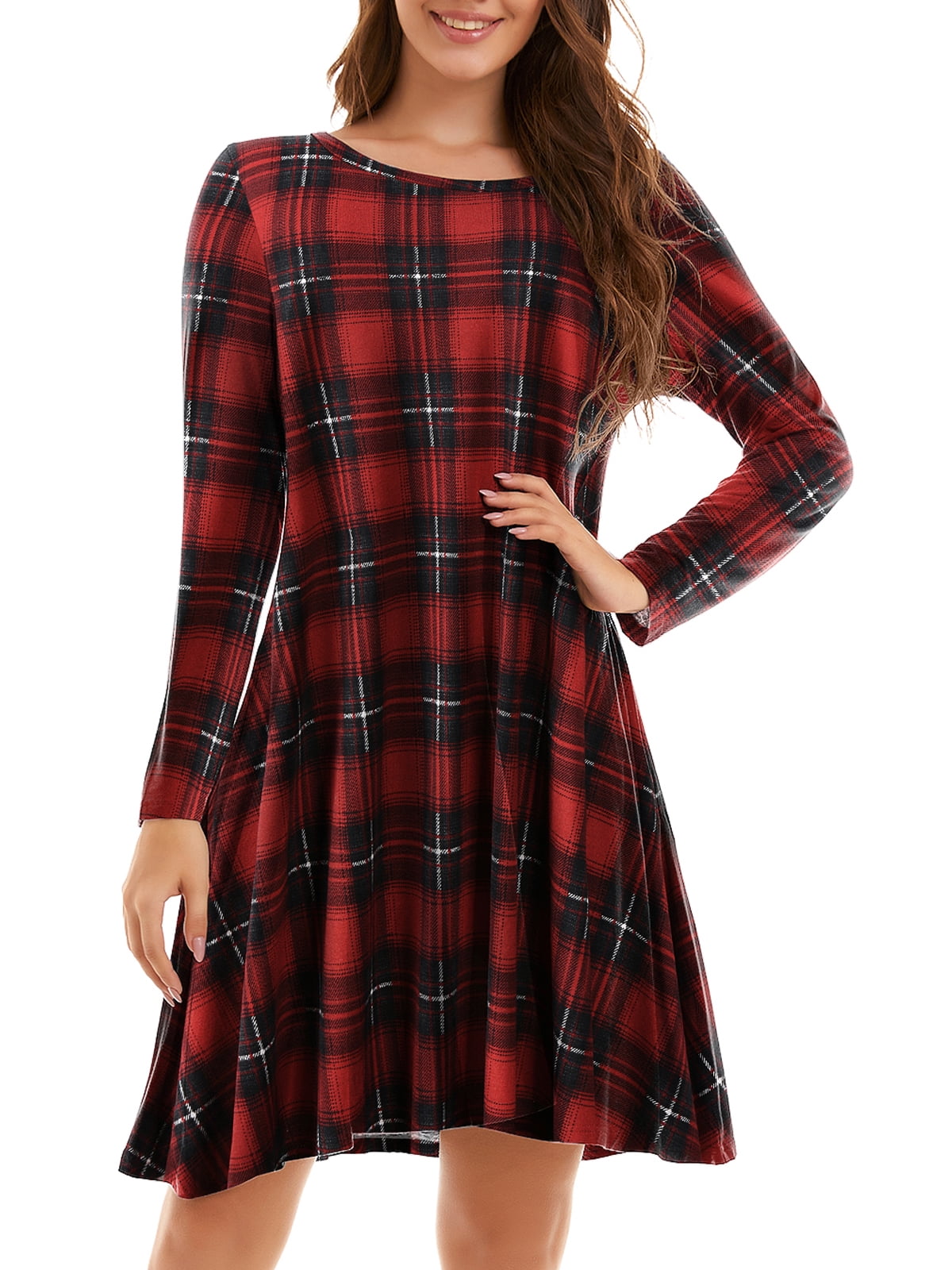 Casual Fall Dresses for Women, Long Sleeve T Shirt Dress Crew Neck ...