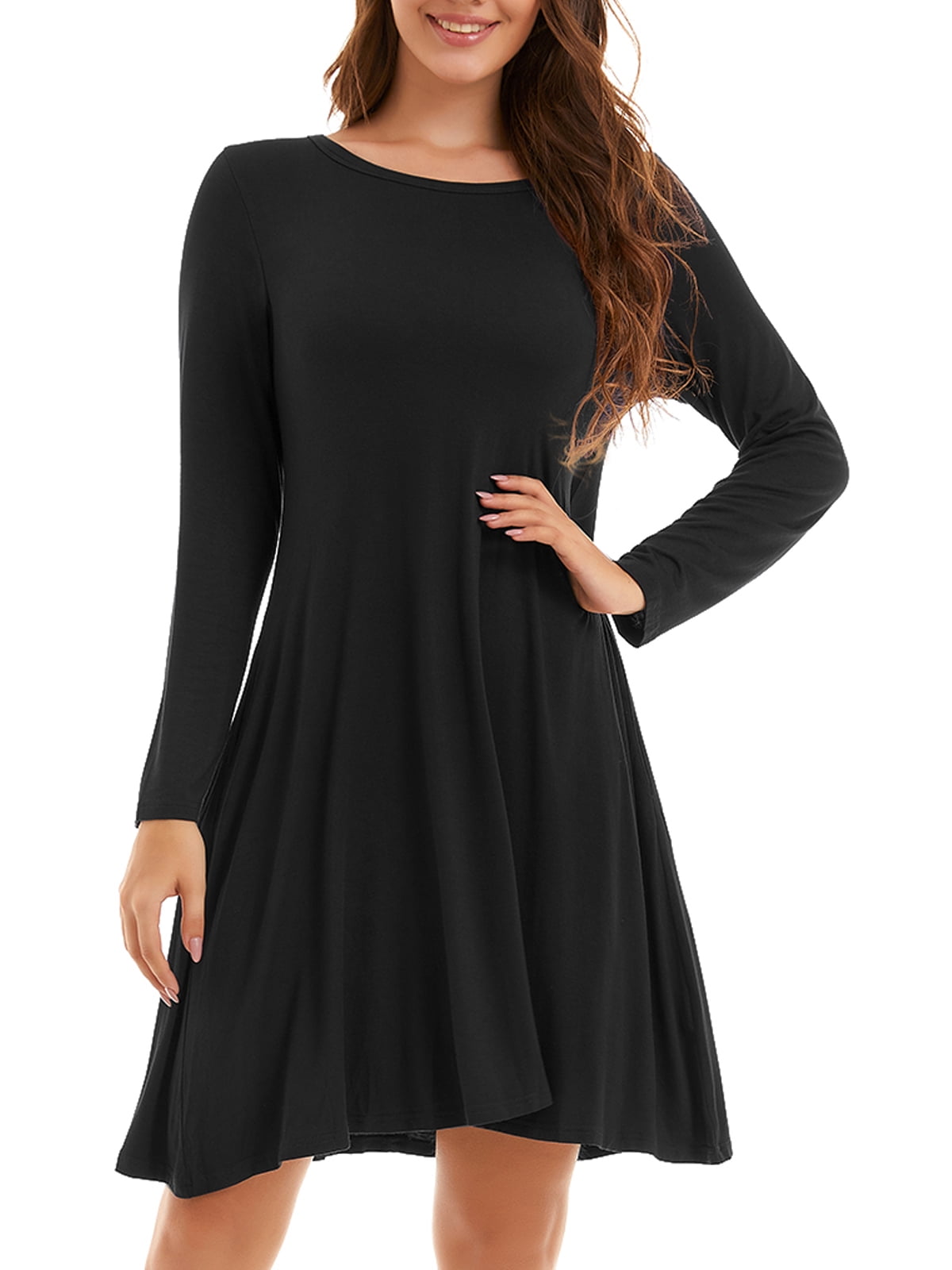 Casual Fall Dresses for Women, Long Sleeve T Shirt Dress Crew Neck ...