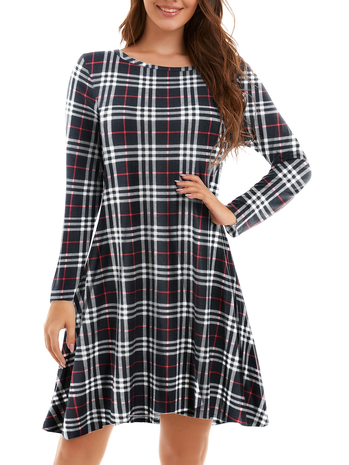 Casual Fall Dresses for Women, Long Sleeve T Shirt Dress Crew Neck ...