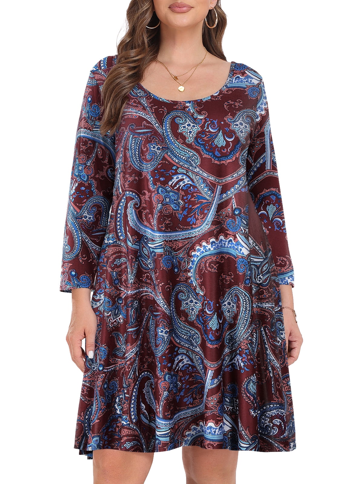 Casual Fall Dresses for Women, VEPKUL 3/4 Sleeve Plus Size T Shirt ...