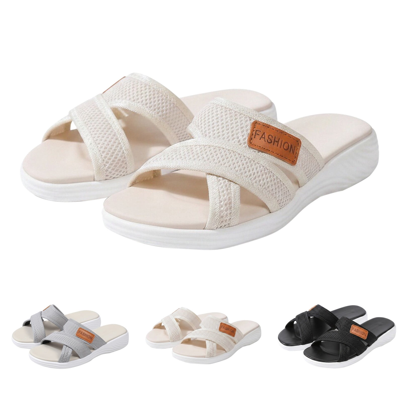 Casual Fashion Crisscross Mesh Platform Slide Sandals, Slip‑on Open‑Toe ...