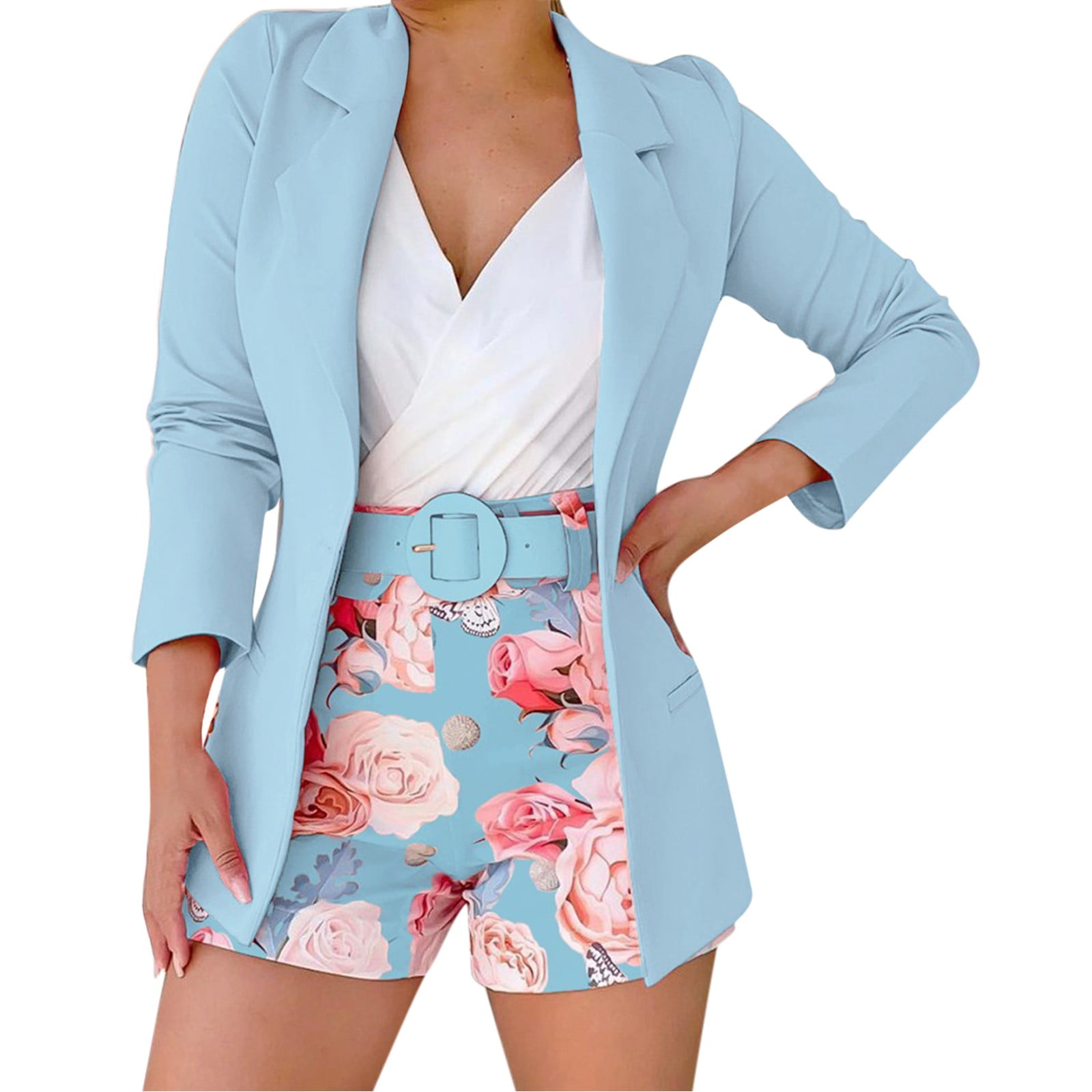 Casual Fashion Set Women's Shorts Set Top Suit Shorts Two Piece Set ...