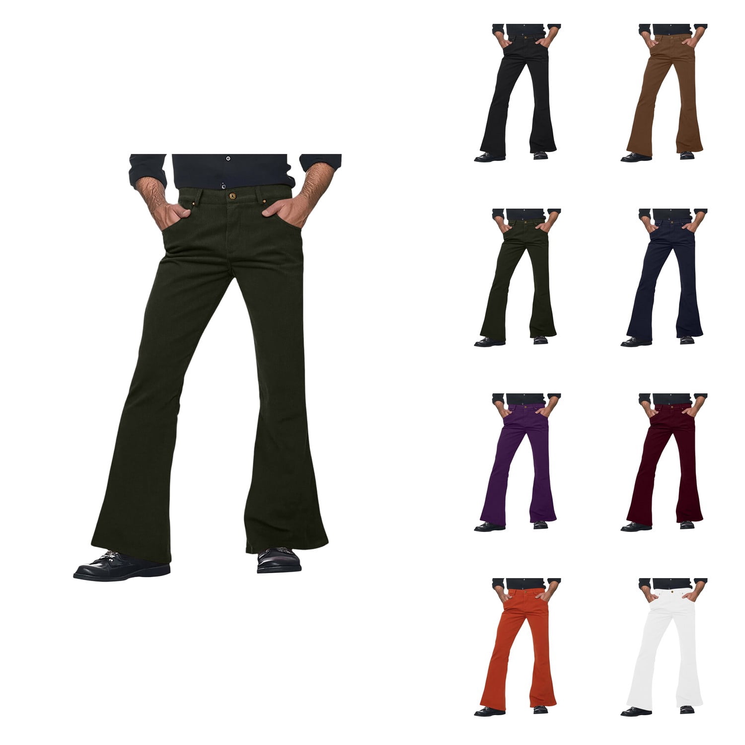 Casual Flared Trousers Solid Color Retro Style Relaxed Fit Comfortable ...