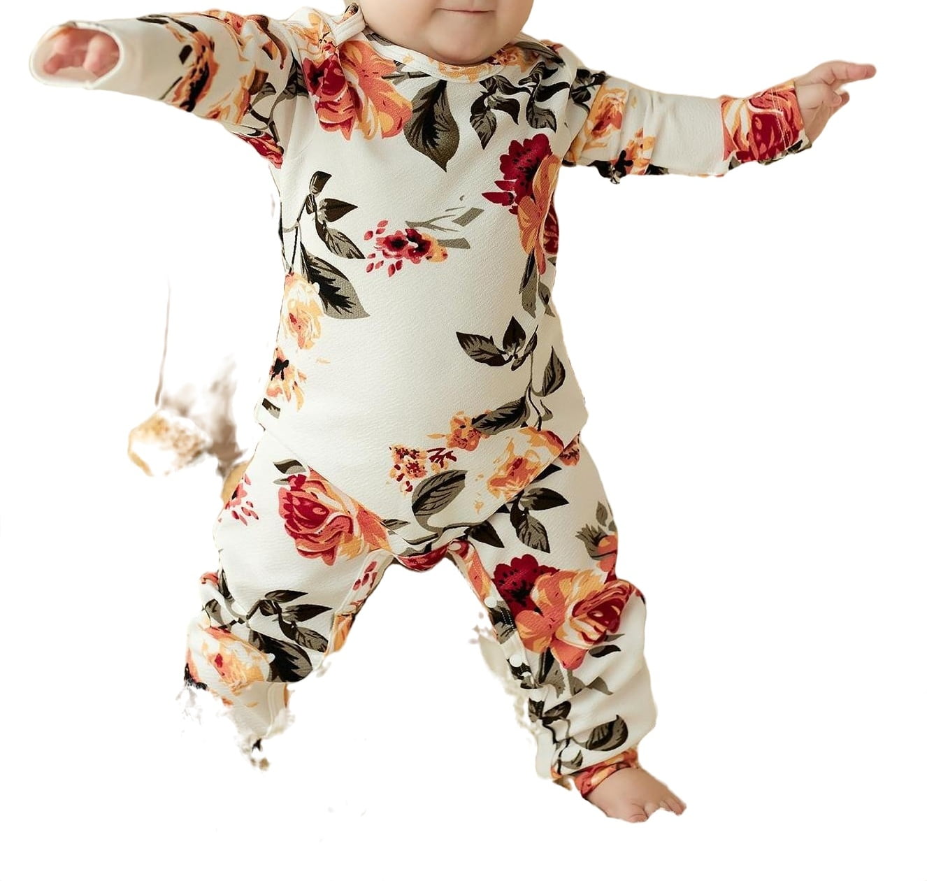 Casual Floral Print Round Neck Tee Long Sleeve Multicolor Baby ...