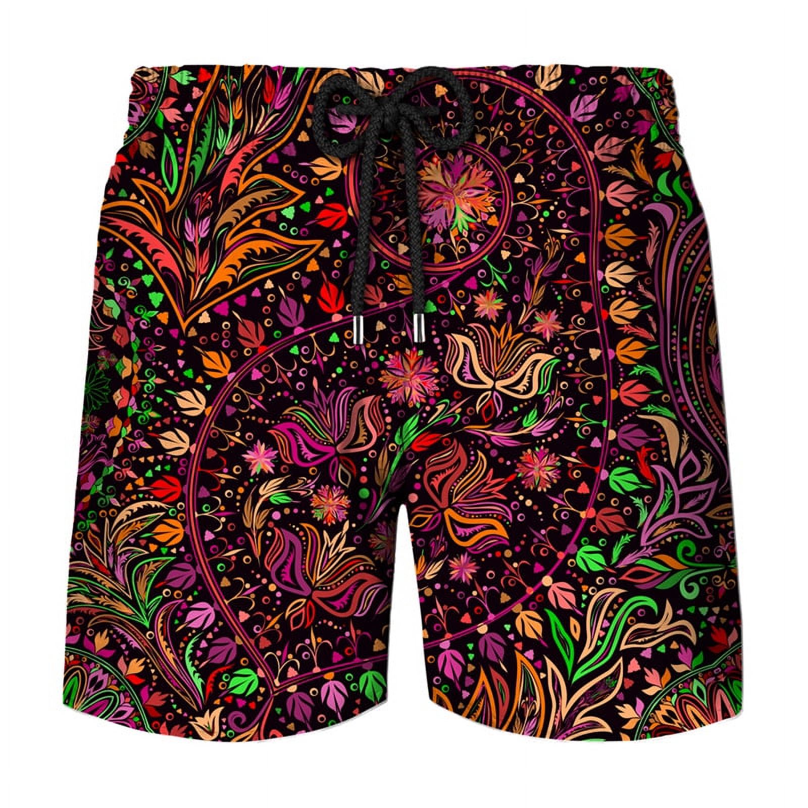 Casual Flower Graphic Shorts Pants Men 3D Printing Hawaii Beach Shorts ...