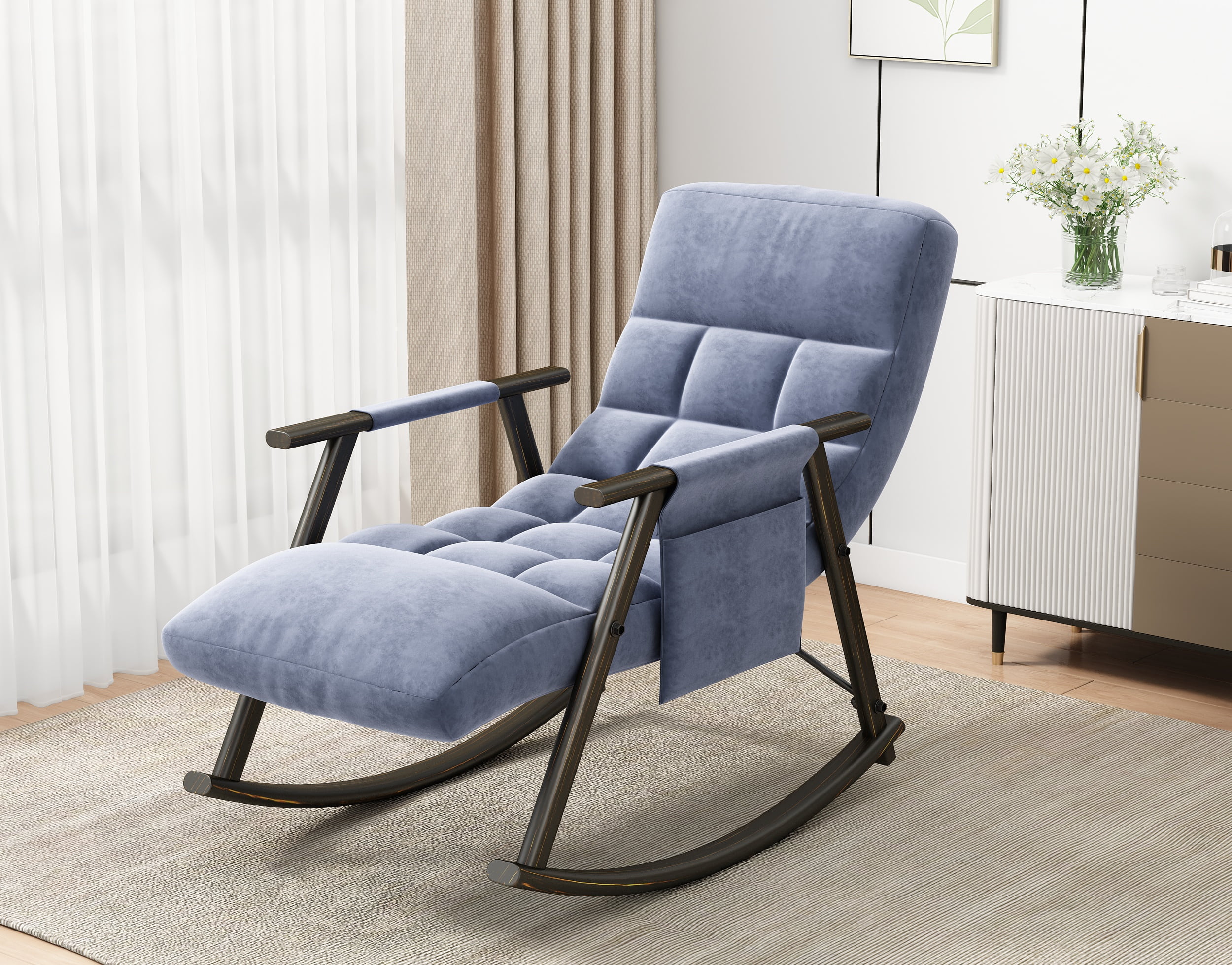 Casual Folding Rocking Chair, Lounge Rocking Chair with Adjustable High ...