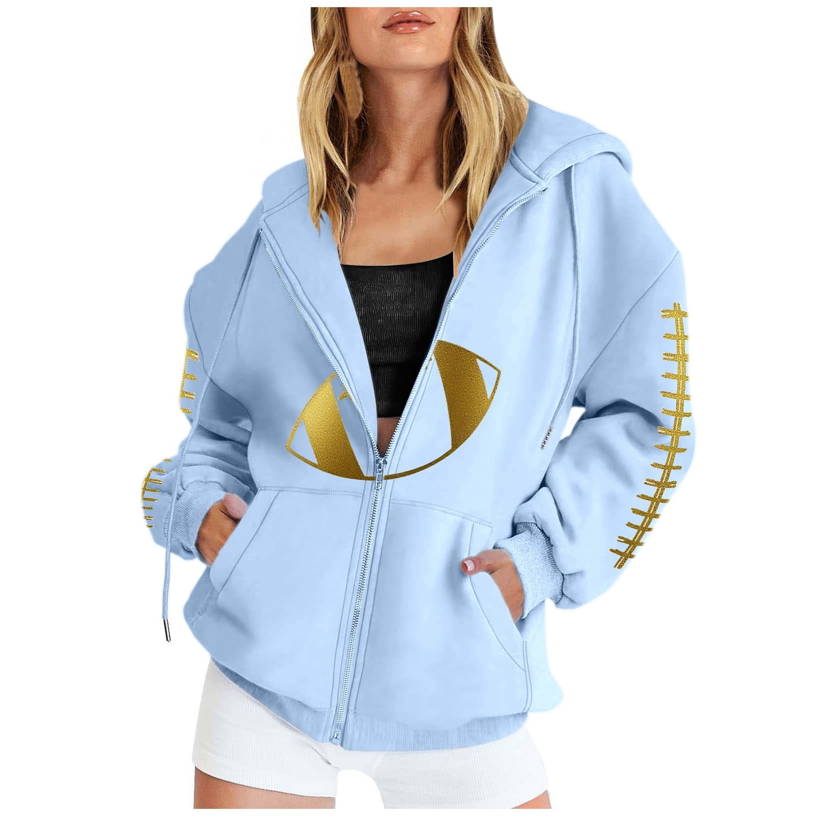 Casual Football Fan Hoodie – Women’s Plush Long Sleeve Pullover, Great ...