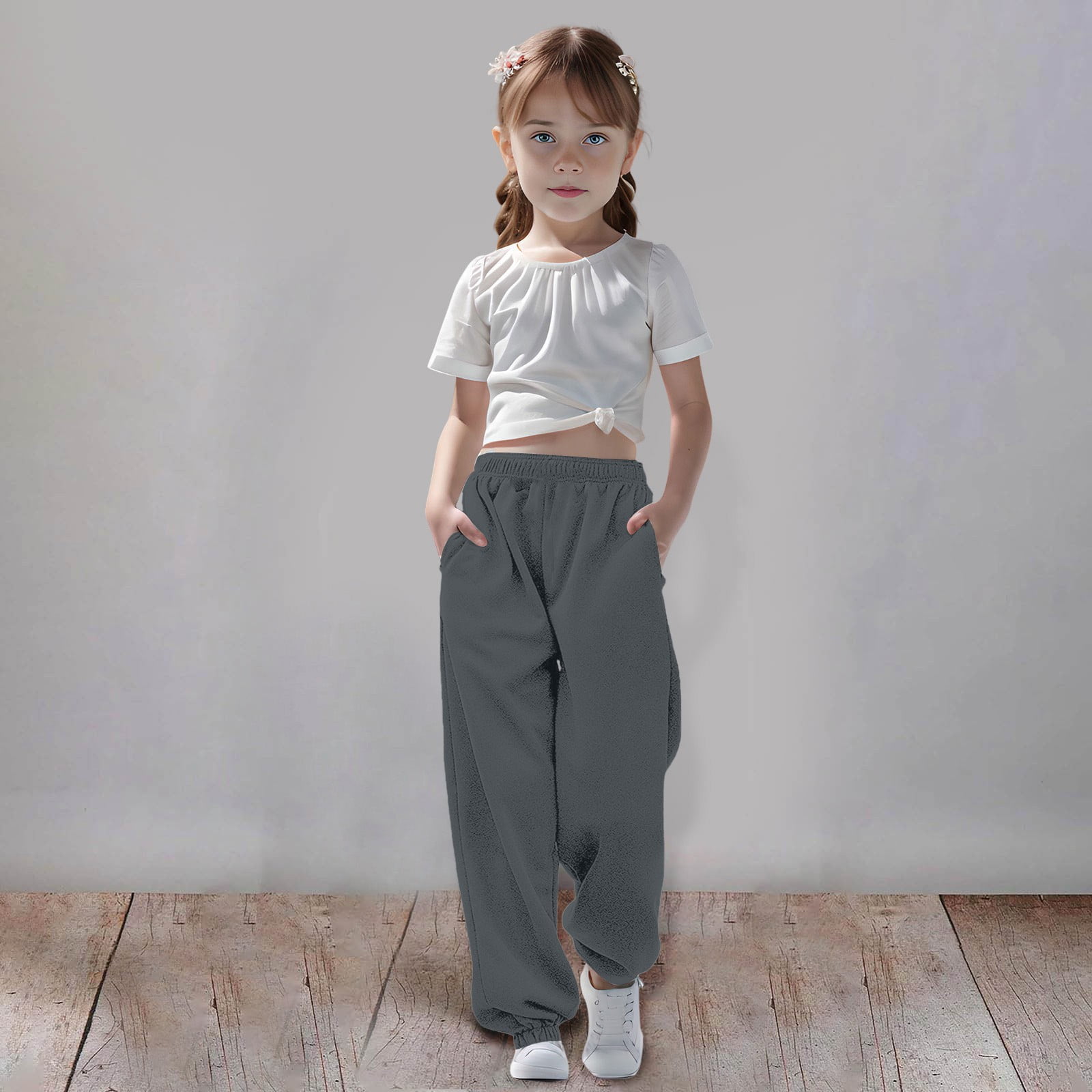 Casual Girls Pants Sweatpants for Children with Comfortable Drawstring ...