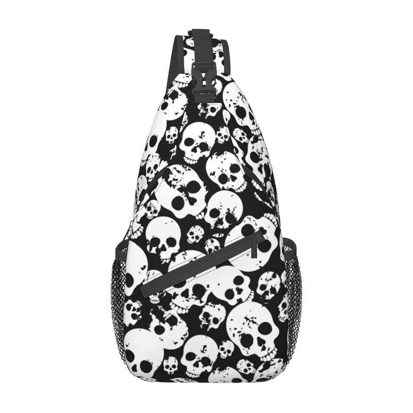 Casual Gothic Skeleton Horror Death Skull Sling Bags for Travel Hiking ...