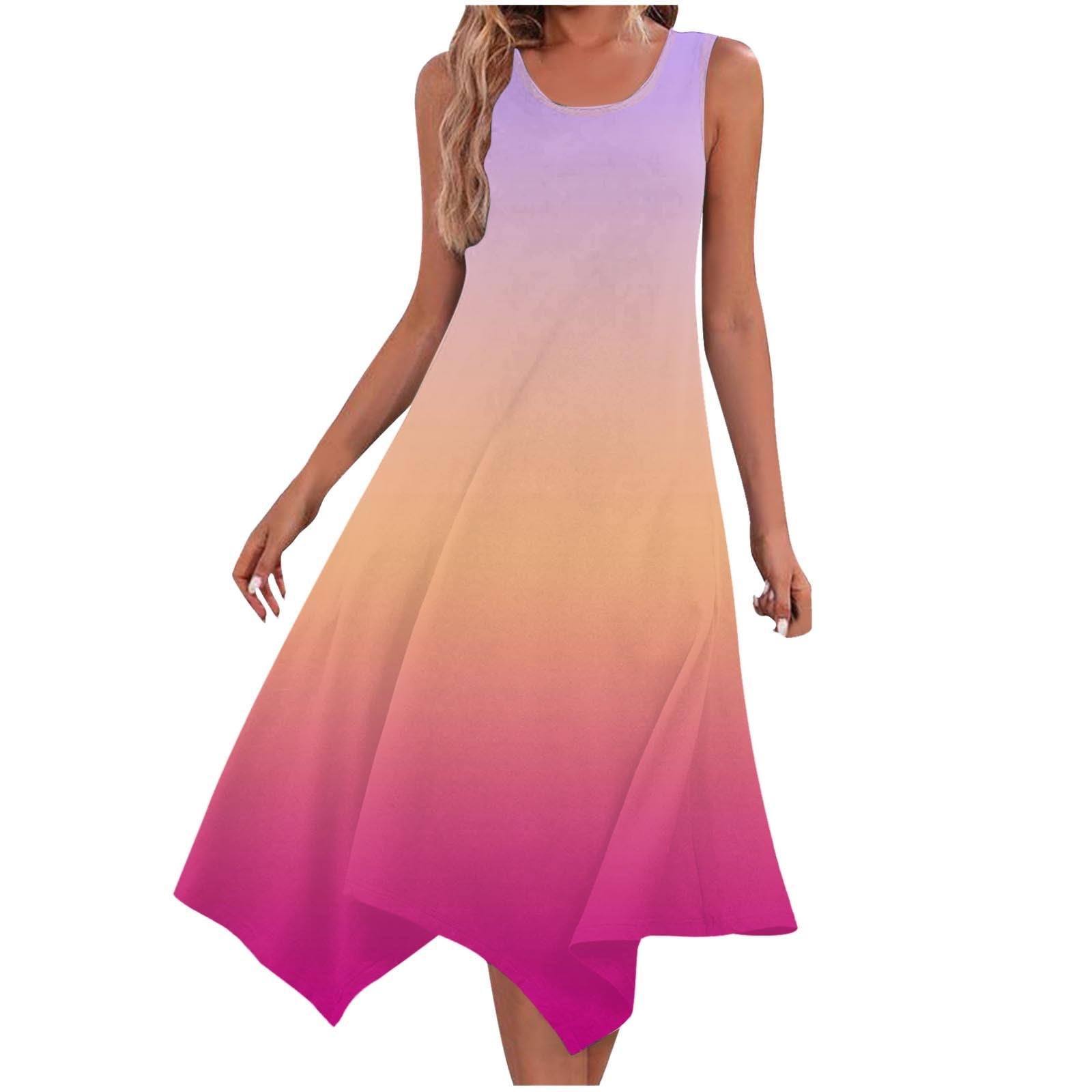 Casual Gradient Color Mini Sundress for Women Teen Girls Spring Summer ...
