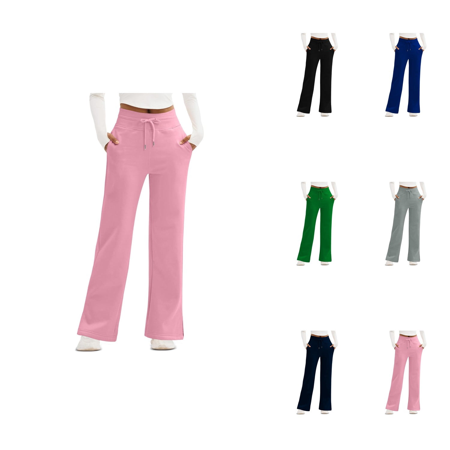 Casual High Waist Wide Leg Sweatpants, Lightweight Stretch Joggers with ...