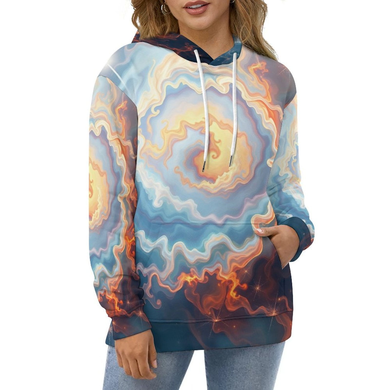 Casual Hoodies Cosmic Swirling Nebula Lady Long-Sleeve Classic Design ...