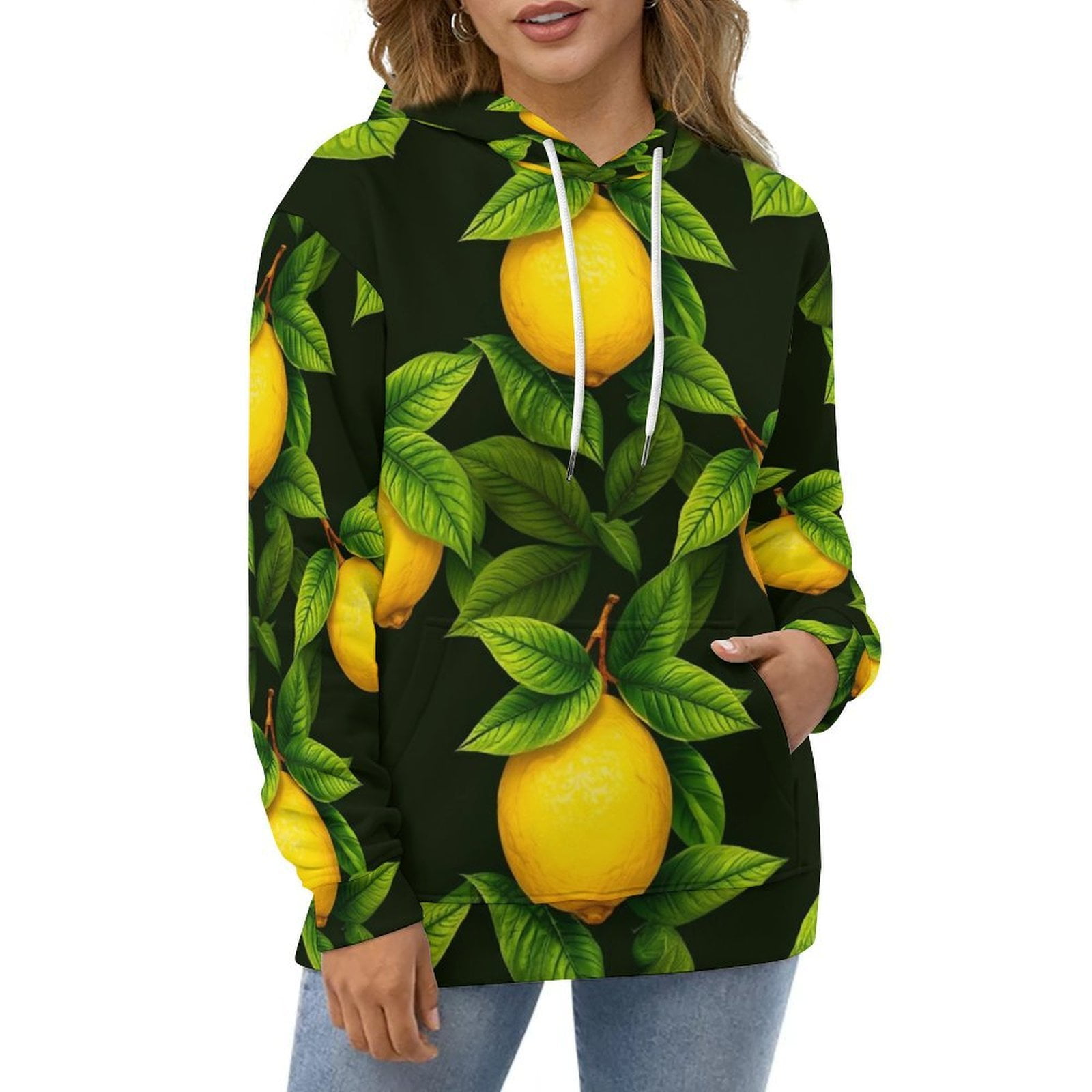 Casual Hoodies Delicious Lemon Lady Long-Sleeve Classic Design Loose Oversize Hooded Sweatshirts ...