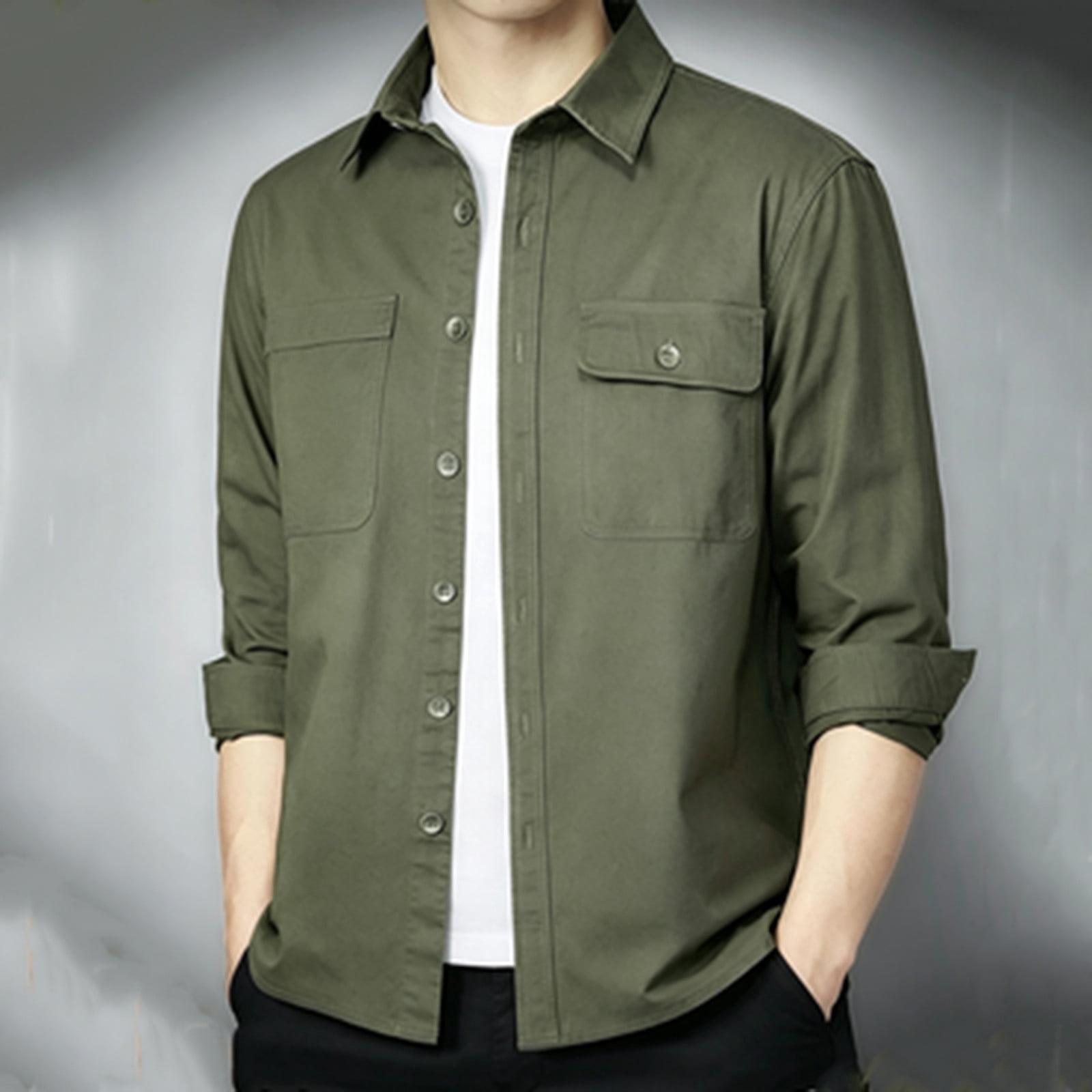 Casual Jacket Lightweight Washed Work Shirt for Everyday Casual Wear ...