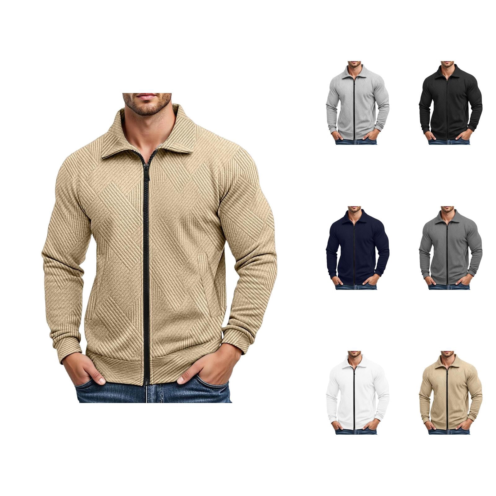Casual Jackets for Men 2025 Long Sleeve Lightweight Loose Collared Zip ...