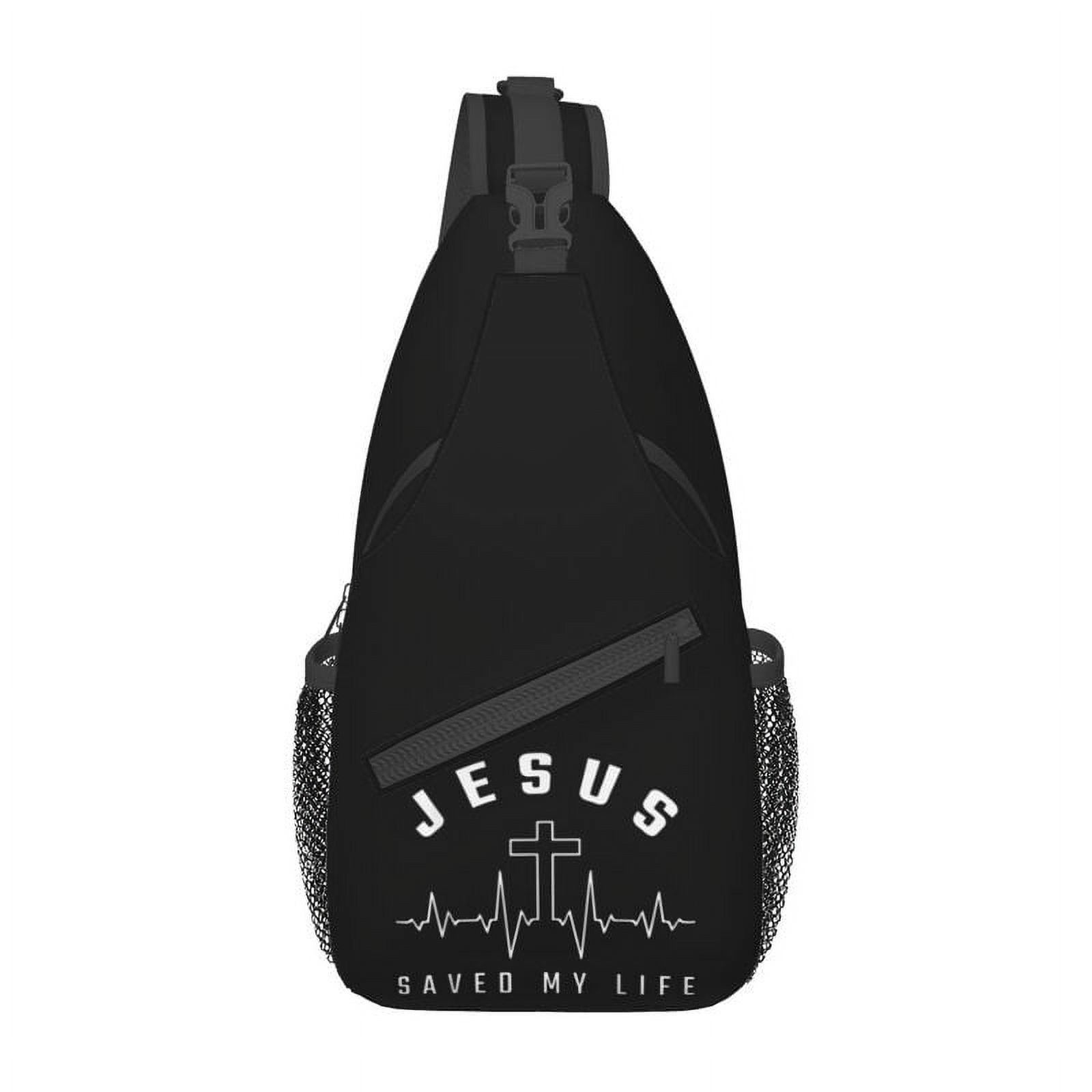 Casual Jesus Saved My Life Sling Bag for Cycling Camping Christian ...