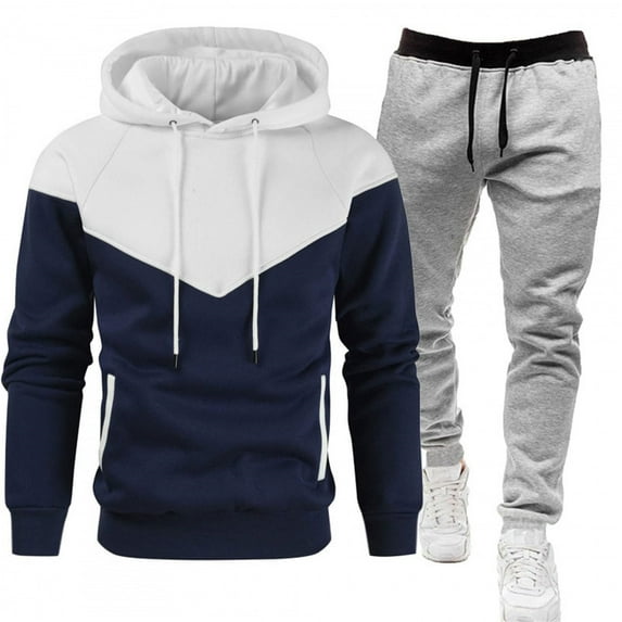 Casual Jogging Suit Set for Men with Zip Hoodie and Sweatpants ...