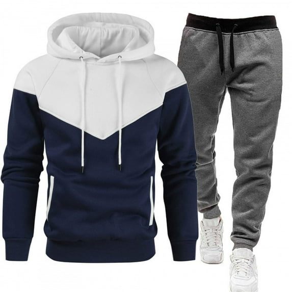 Casual Jogging Suit Set for Men with Zip Hoodie and Sweatpants ...