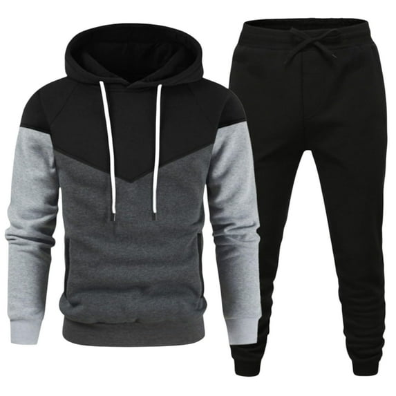 Casual Jogging Suit Set for Men with Zip Hoodie and Sweatpants ...