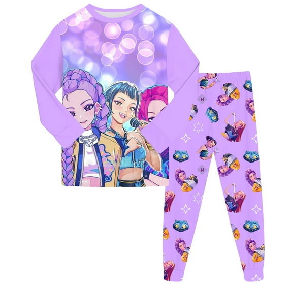 Casual K+POPAction Pants Set Graphic Long Sleeve Crew Neck Shirt Set ...