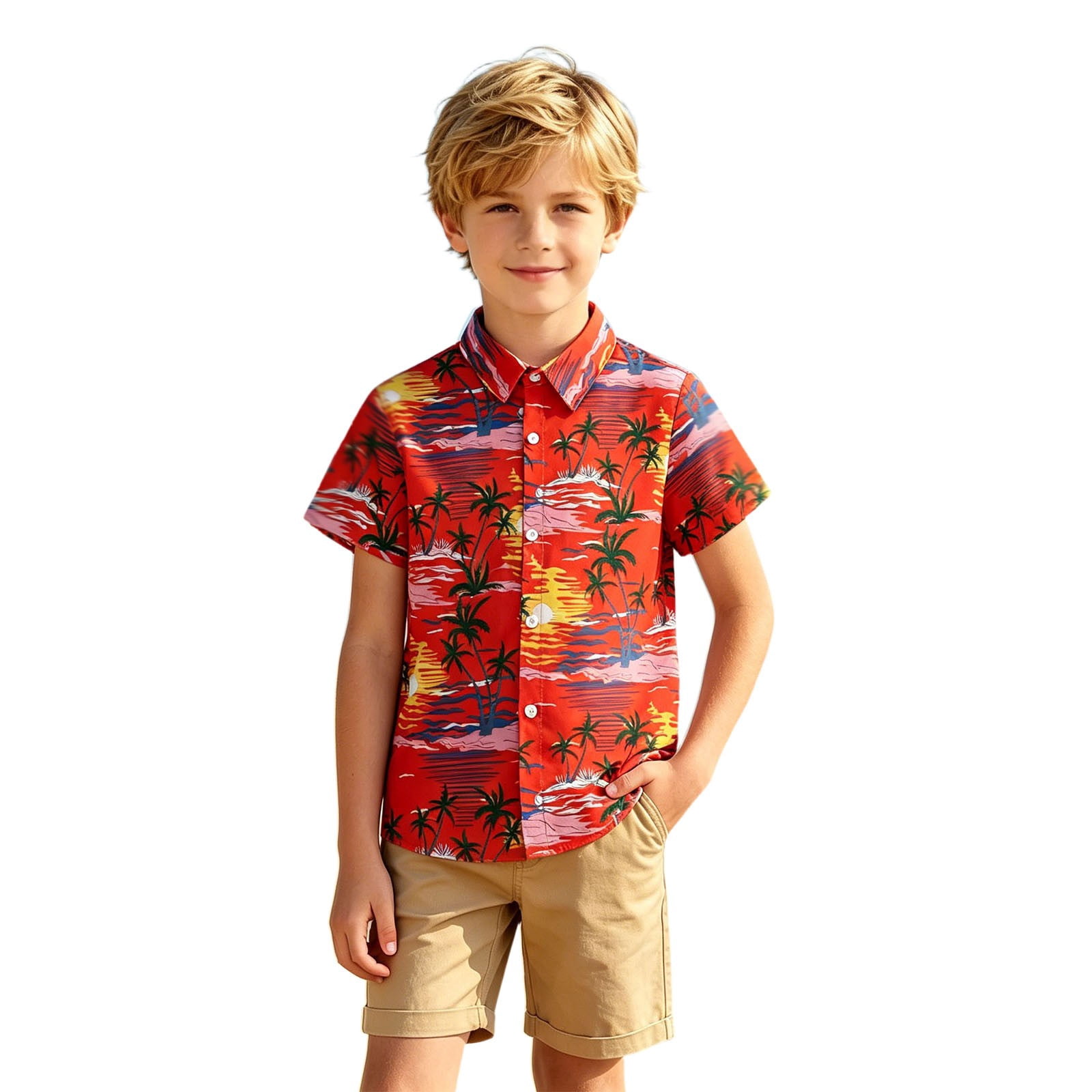 Casual Kids Button Down Shirt With Print Boys Lightweight Top ...