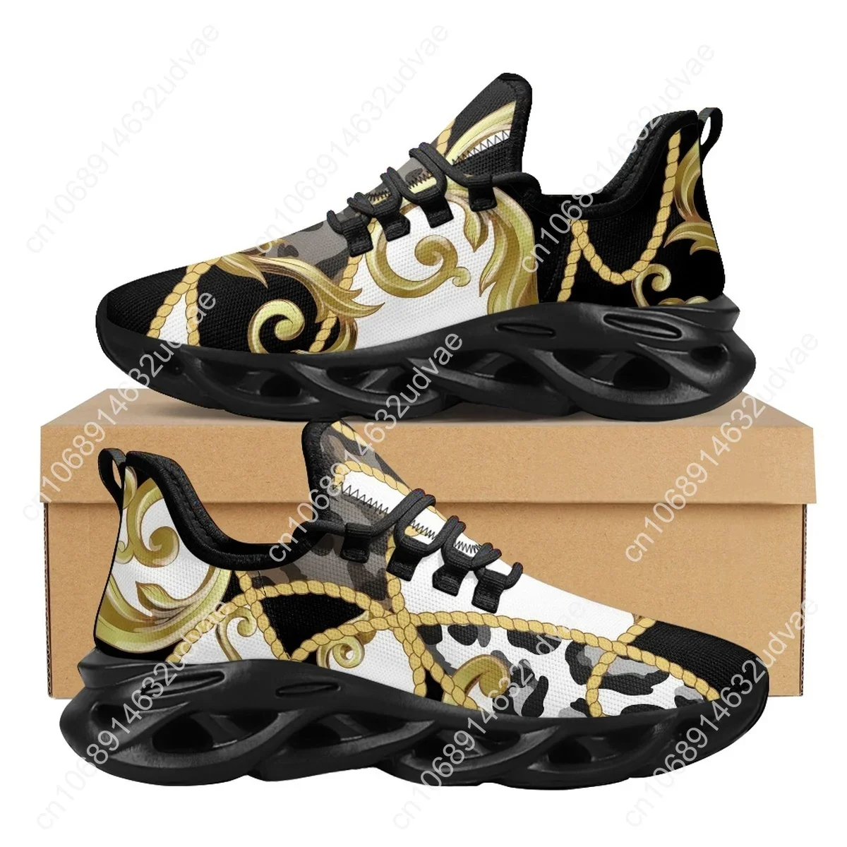 Casual Lace-up Mesh Sneakers for Women Vintage Baroque Leopard Floral ...