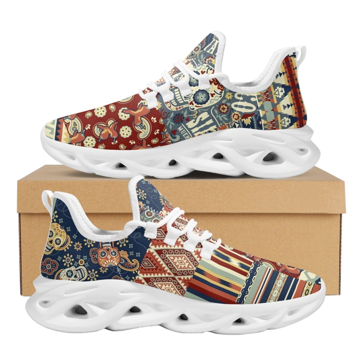 Casual Ladies Mesh Breathable Sneakers Pepper Skull Bohemian ...