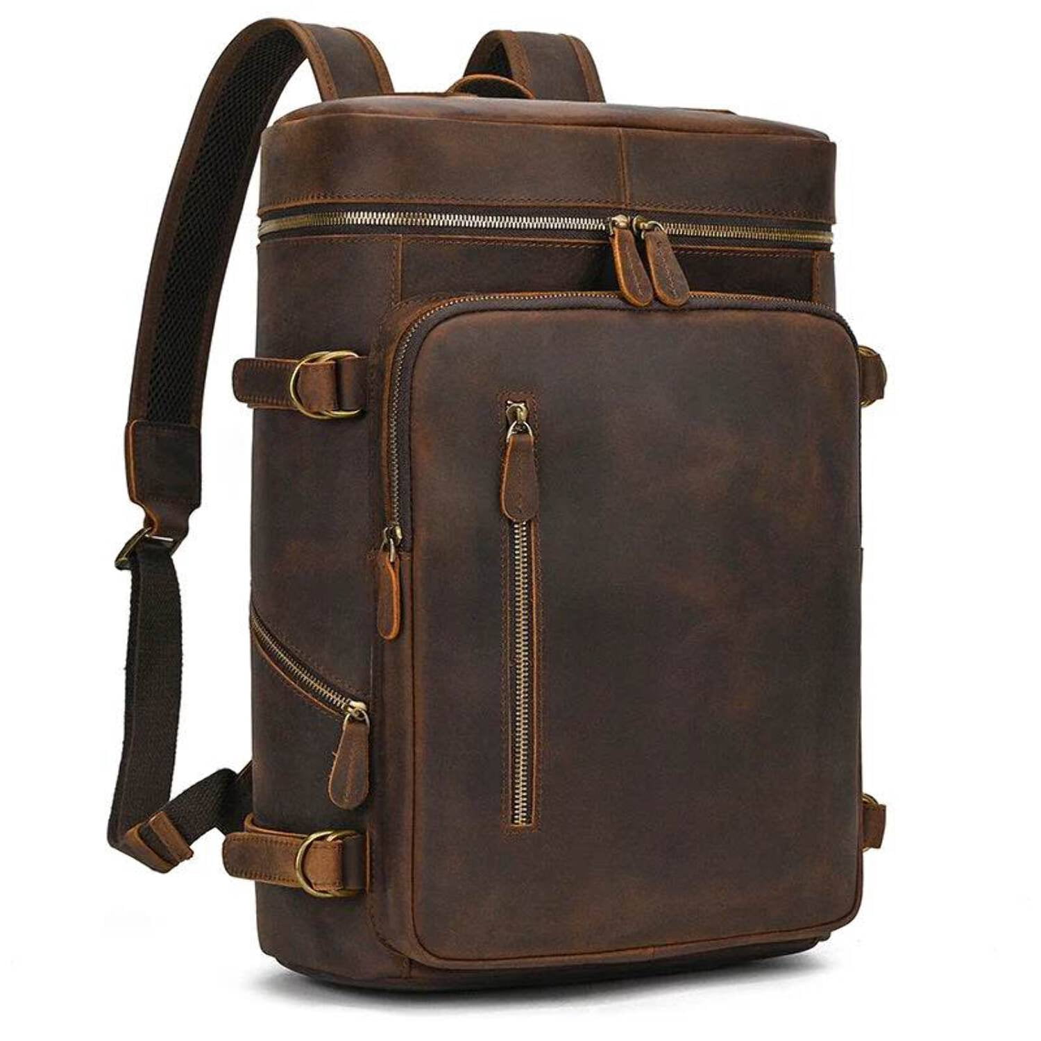 Casual Leather Backpack Crazy Horse Vintage Style for Men - Walmart.com