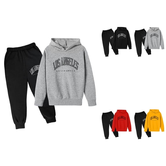 Casual Letter Printed Long Sleeve Hoodie Pullover and Jogger Sweatpants ...