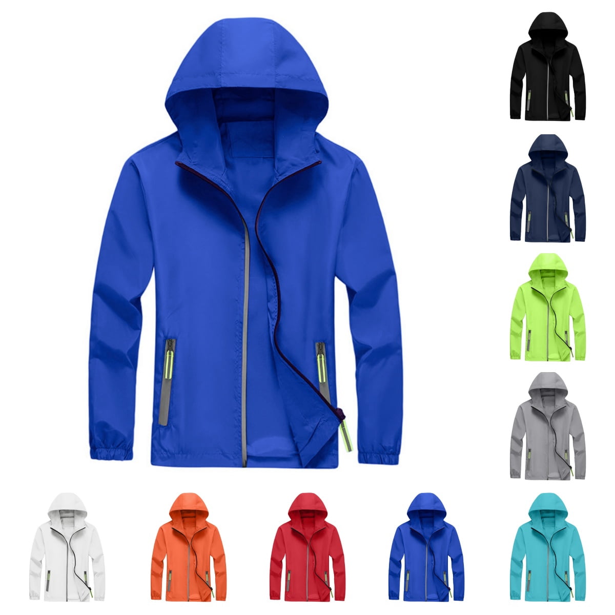 Casual Lightweight Jacket Men UPF 50+ Waterproof Windbreaker Zip Up ...