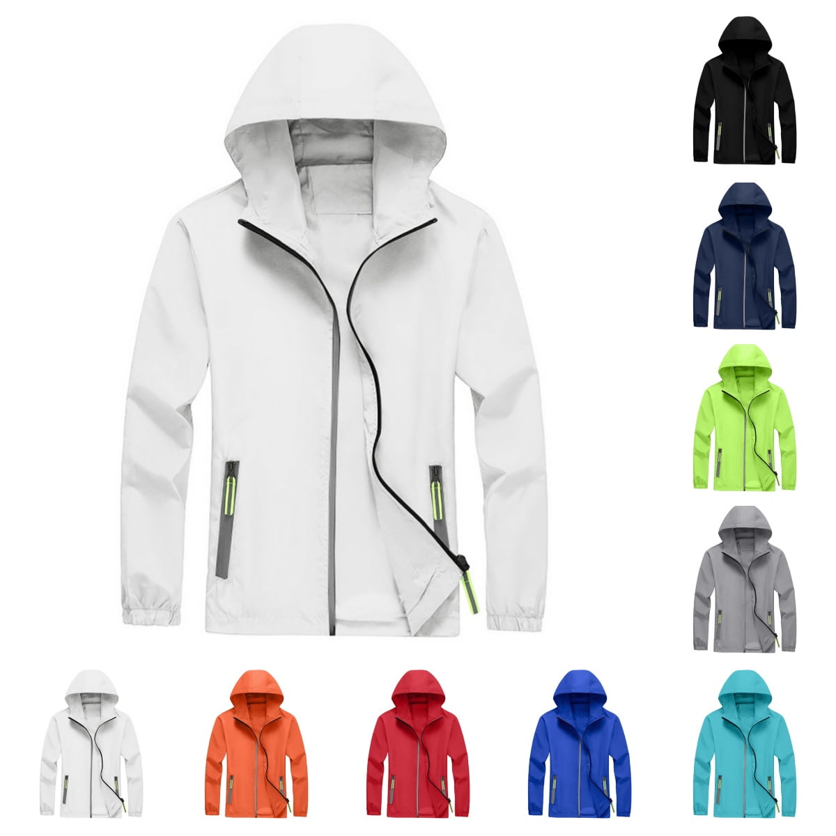 Casual Lightweight Jacket Men UPF 50+ Waterproof Windbreaker Zip Up ...