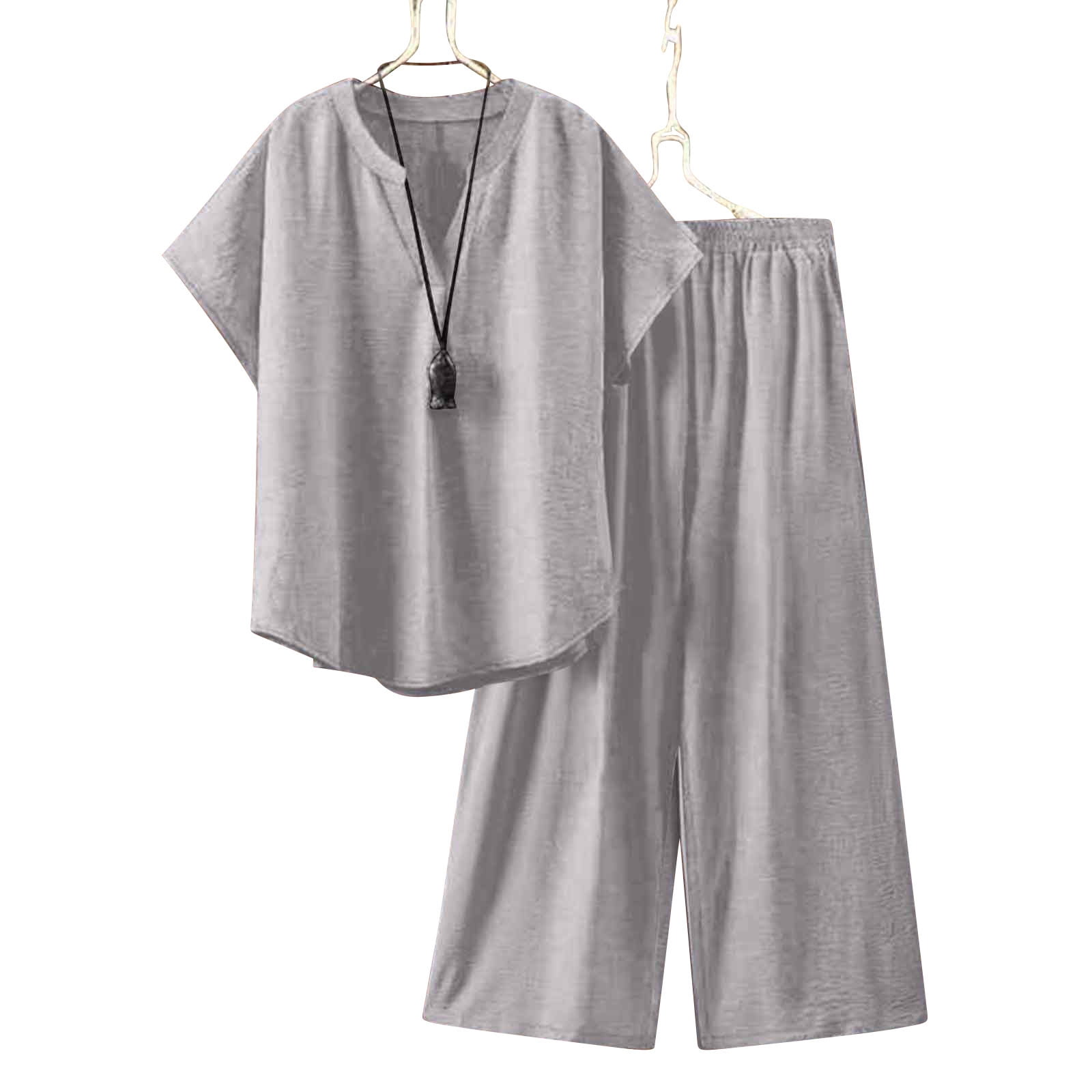 Casual Linen Sets for Women Summer 2 Piece Outfits New Arrivals Women’s ...