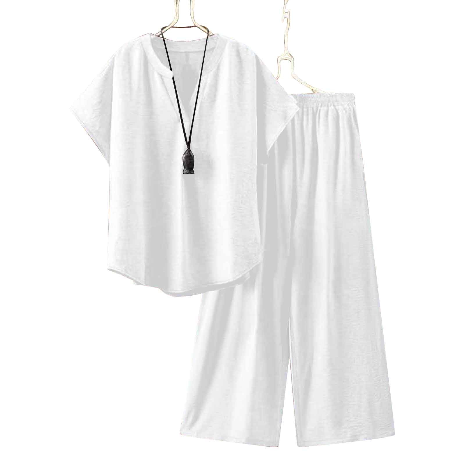 Casual Linen Sets for Women Summer 2 Piece Outfits New Arrivals Women’s ...