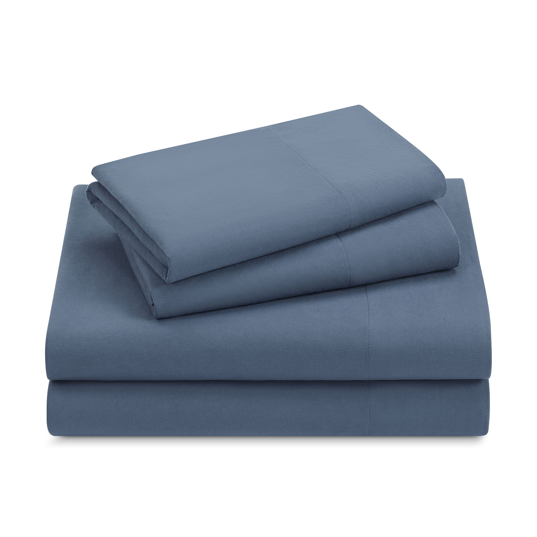 Casual Living Enzyme Comfort Washed 4-Piece Navy Sheet Set, Brushed for softness, Easy Care ...