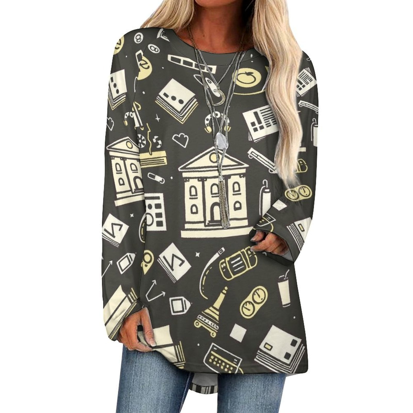 Casual Long Sleeve Crew Neck T-Shirt Women's Digital Audio Workstation ...