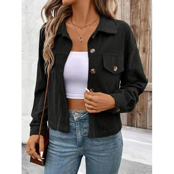 Casual Long Sleeve Shirt for Women Button up Vintage Artistic Polyester ...