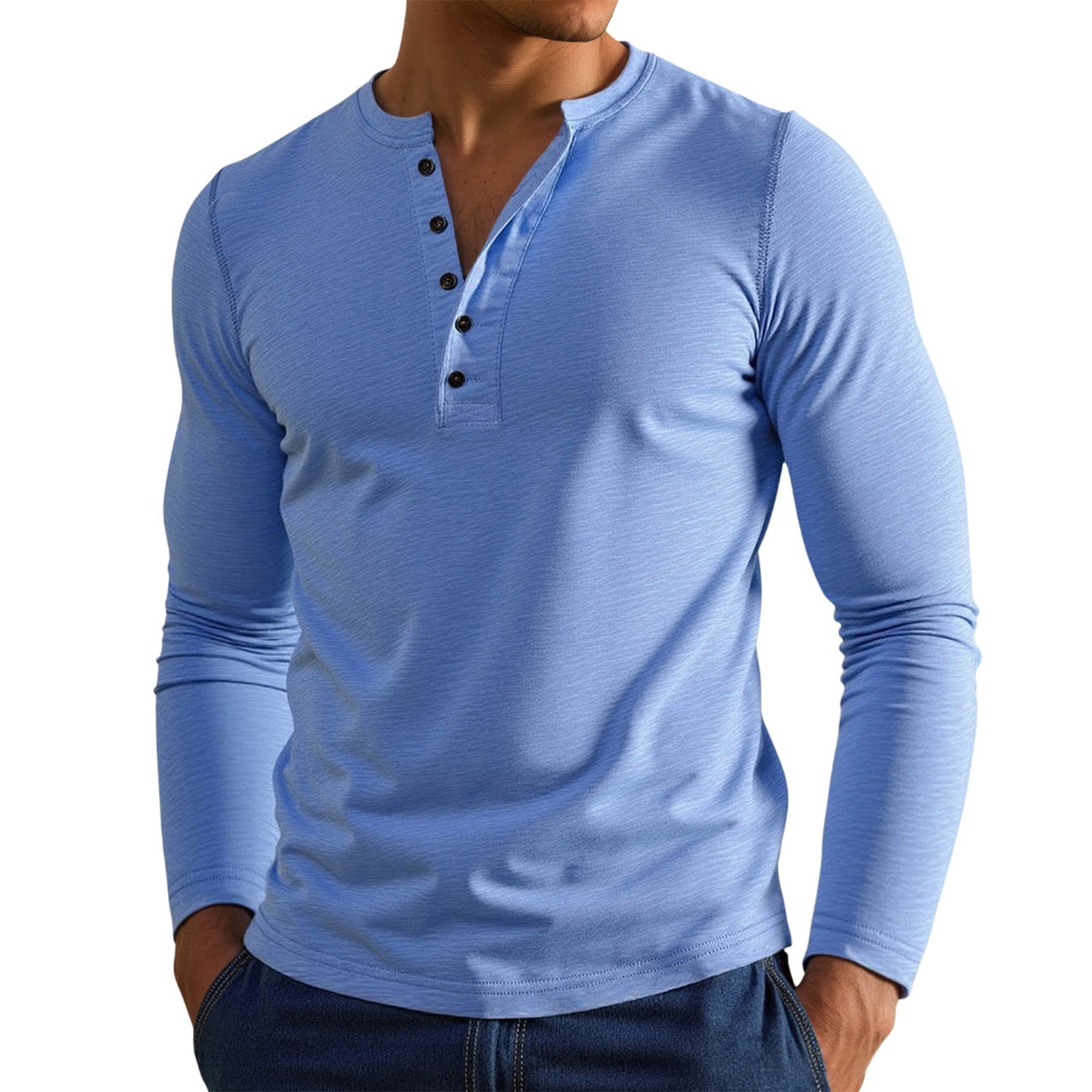 Casual Long Sleeve T Shirts for Men, Mens Fashion Casual Front Placket ...
