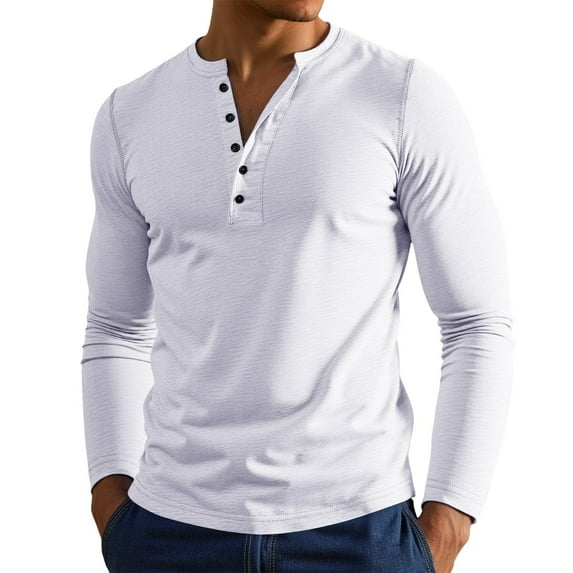 Casual Long Sleeve T Shirts for Men, Mens Fashion Casual Front Placket ...