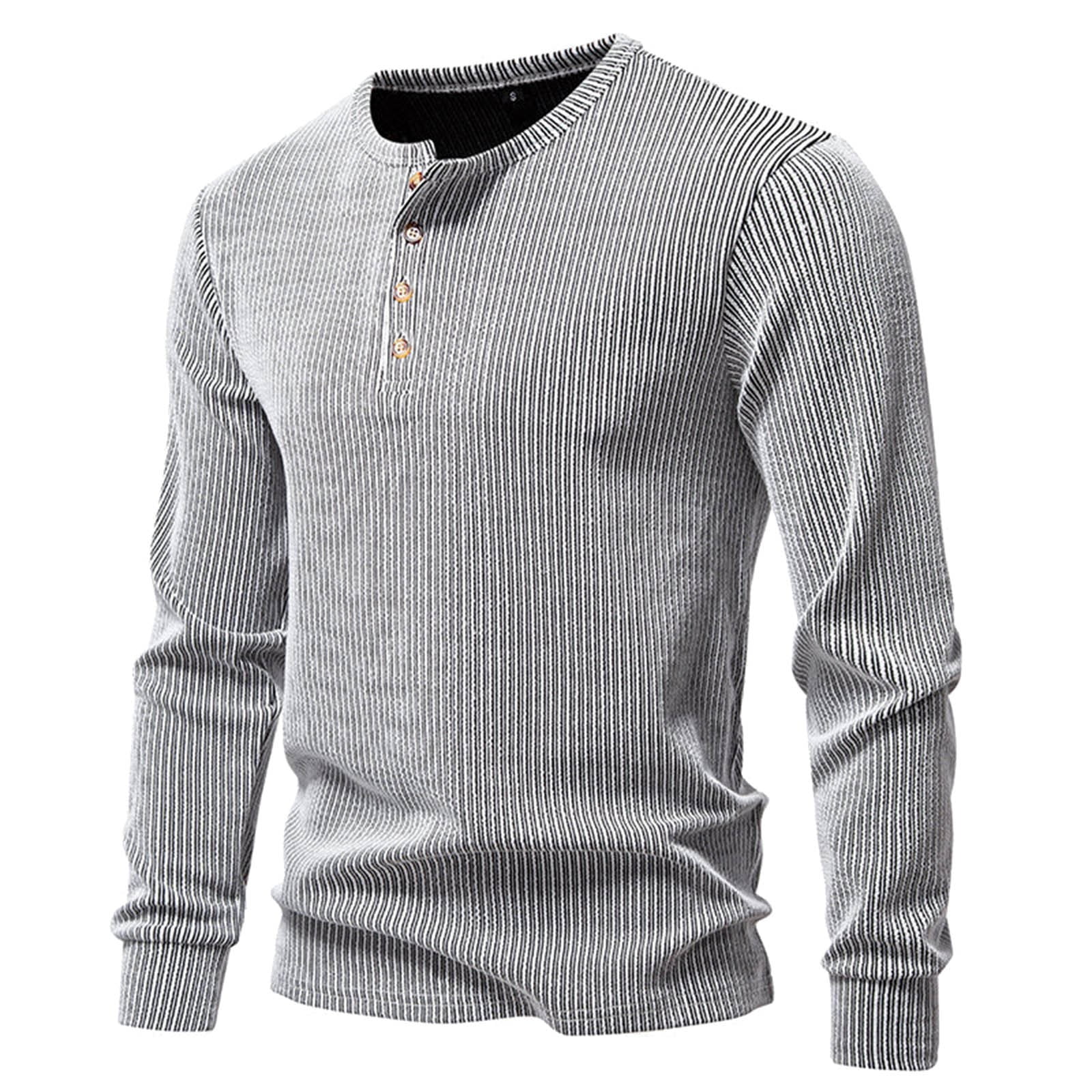Casual Long Sleeve T Shirts for Men, Mens Fashion Casual Front Placket ...