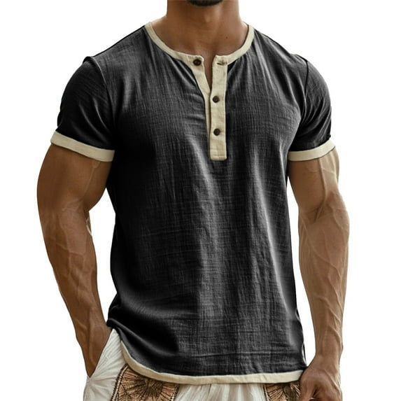 Casual Long Sleeve T Shirts for Men, Mens Fashion Casual Front Placket ...