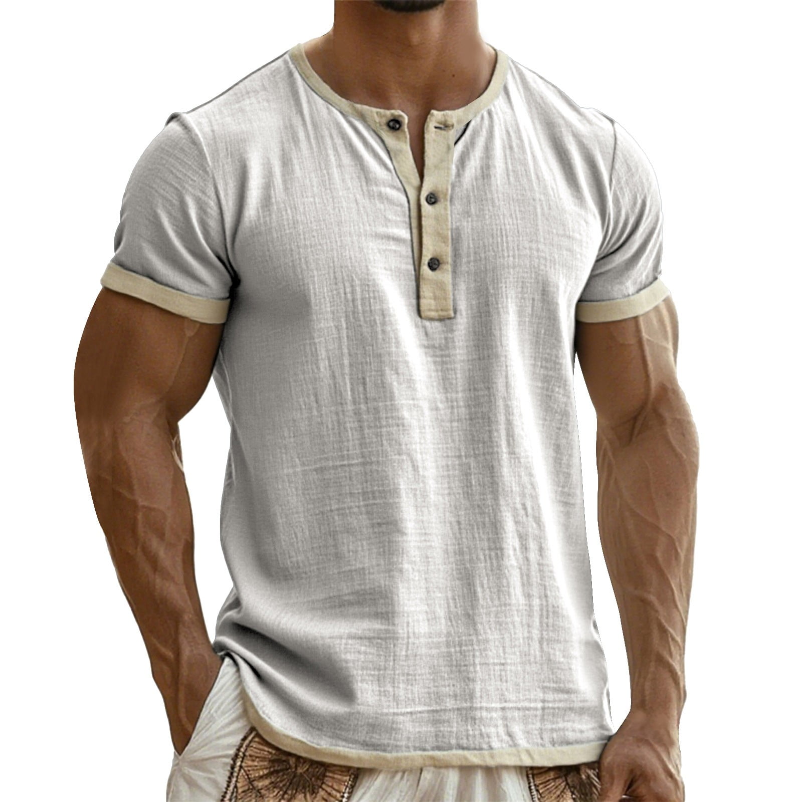 Casual Long Sleeve T Shirts for Men, Mens Fashion Casual Front Placket ...